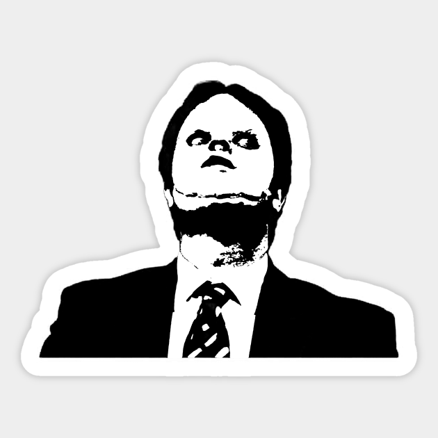 Dwight Wearing Cpr Dummy Face Mask Funny Office Fan Art Dwight Schrute Sticker Teepublic